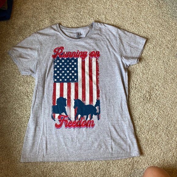 Gildan | Tops | Gildan Running On Freedom Graphic Tee | Poshmark